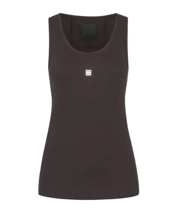 Givenchy 4g Plaque Ribbed Tank Top - Dark Brown