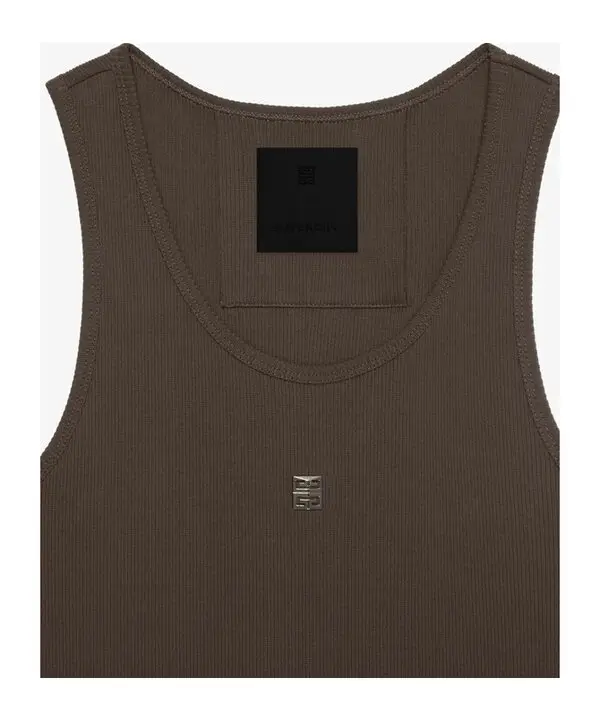 Givenchy 4g Plaque Ribbed Tank Top - Dark Brown