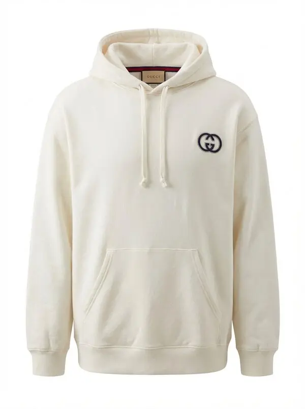 Gucci Gg Logo Motif Embroidered Hoodie - White