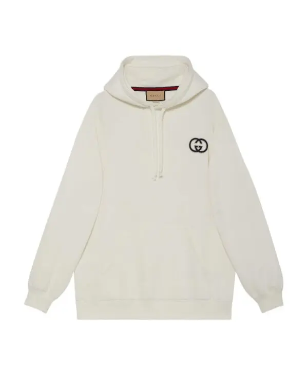 Gucci Gg Logo Motif Embroidered Hoodie