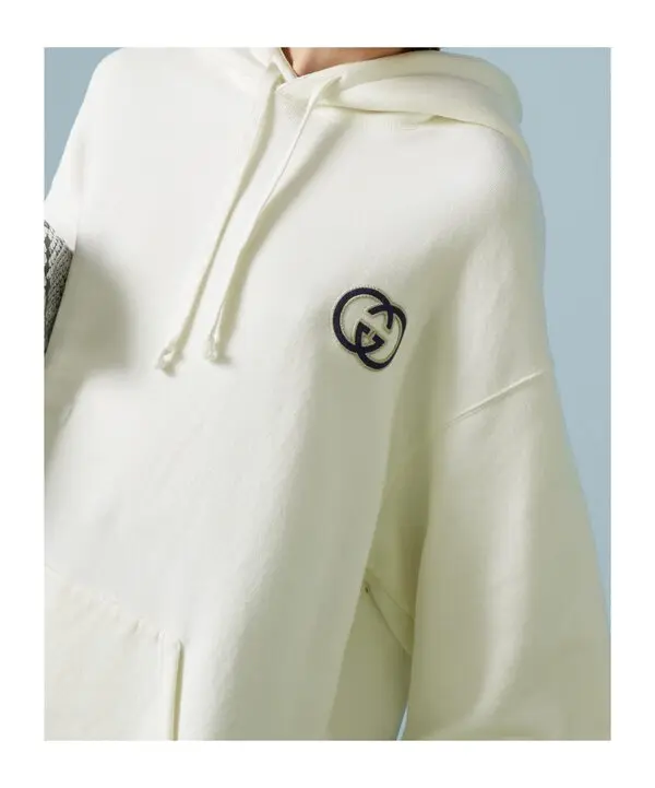 Gucci Gg Logo Motif Embroidered Hoodie