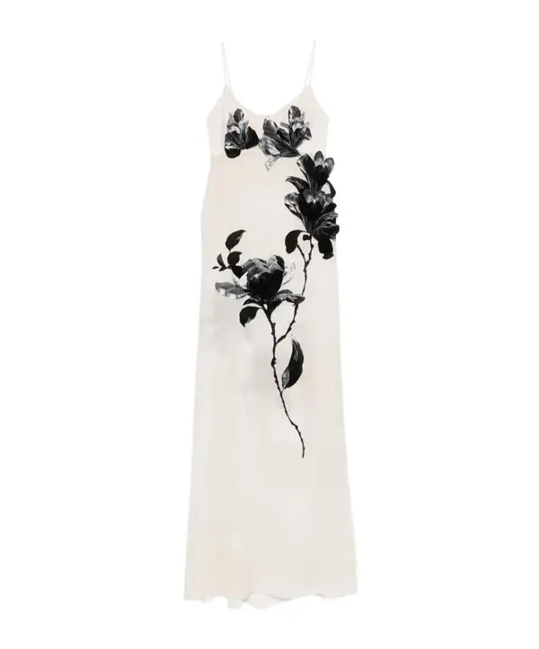Ermanno Scervino Floral Silk Maxi Dress - White
