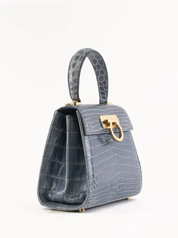 FERRAGAMO Top Handle Flap Handbag - Gray