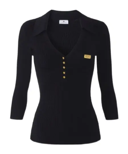 Elisabetta Franchi Micro-braided Knit Polo Shirt