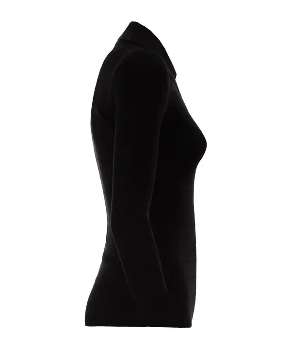Elisabetta Franchi Micro-braided Knit Polo Shirt
