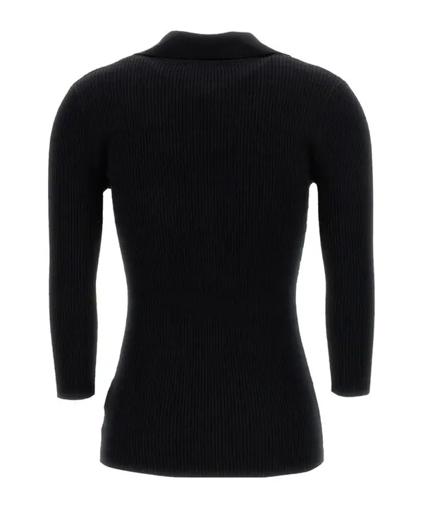 Elisabetta Franchi Micro-braided Knit Polo Shirt