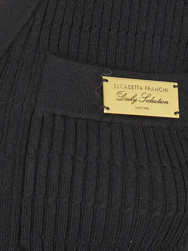 Elisabetta Franchi Micro-braided Knit Polo Shirt