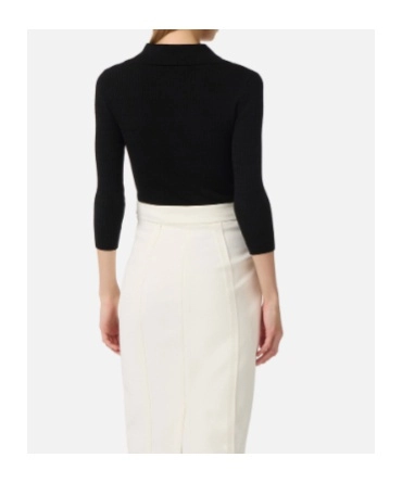 Elisabetta Franchi Micro-braided Knit Polo Shirt