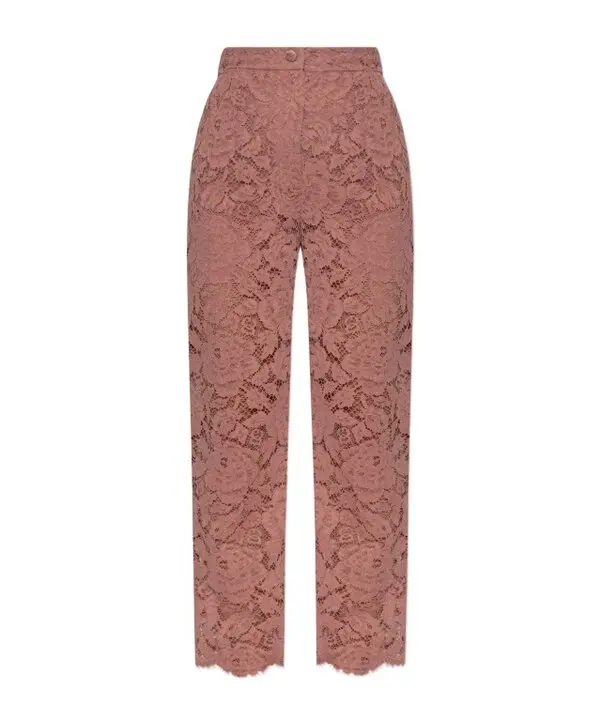 Dolce & Gabbana Floral Lace Tailored Pants - Pink
