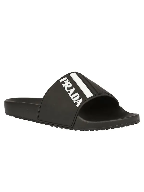 Prada Logo Slides - Black