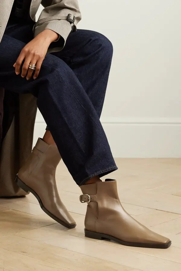 TOTEME Square-toe Buckled Ankle Boots