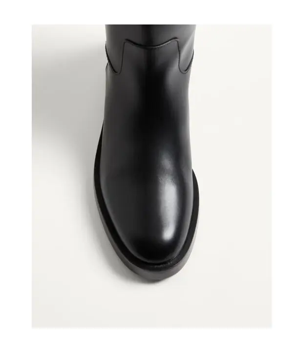 Valentino Garavani Logo Plaque Buckle Detailed Knee High Boots