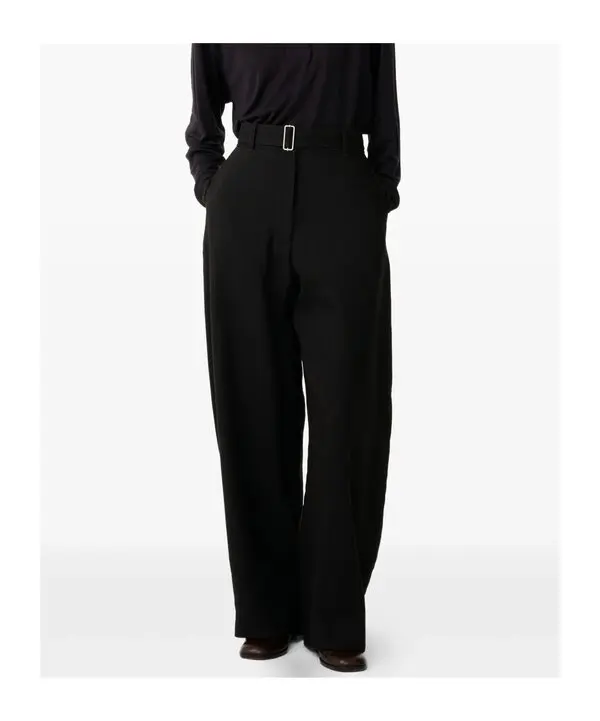 Studio Nicholson Belted Wide Leg Trousers - Black