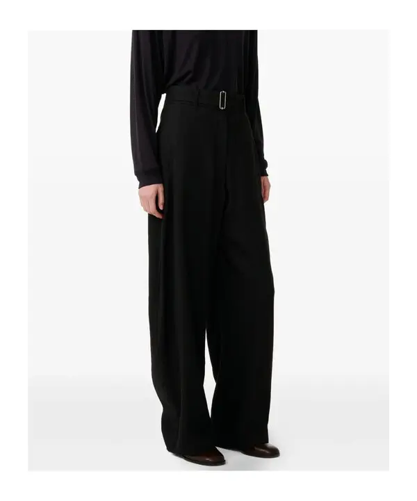 Studio Nicholson Belted Wide Leg Trousers - Black
