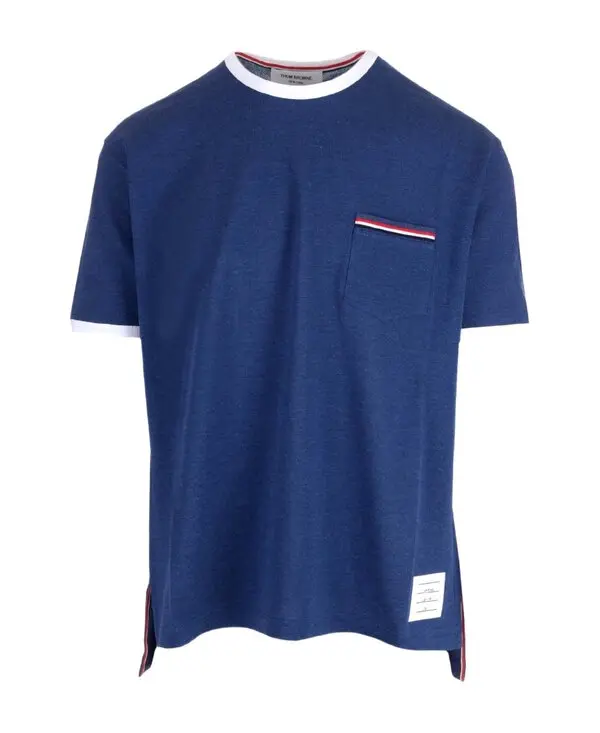 Thom Browne Stripe-trim Crewneck T-shirt - Blue