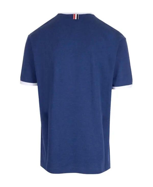 Thom Browne Stripe-trim Crewneck T-shirt - Blue
