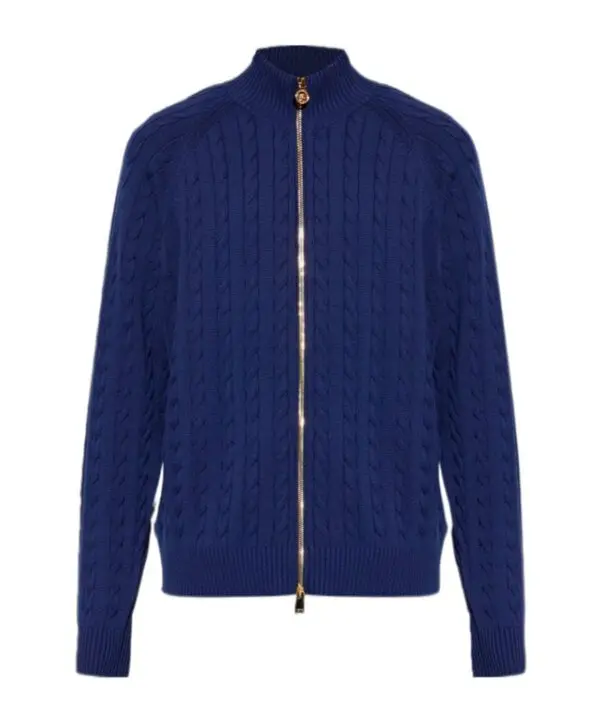 Versace Stand-up Collar Zipped Cardigan