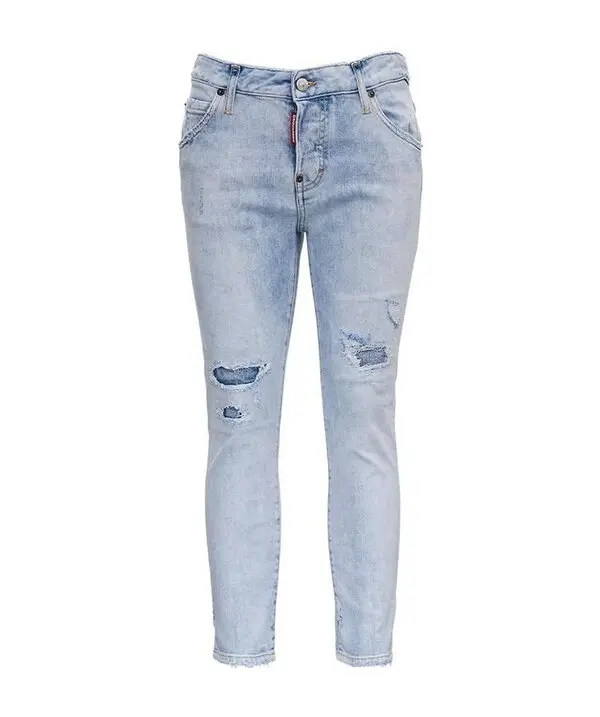 Dsquared2 Cropped Distressed Skinny Jeans - Gray
