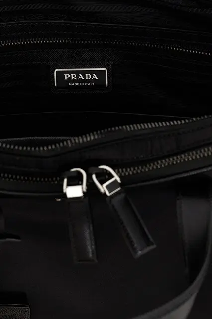 Prada Triangular Logo Plaque Briefcase