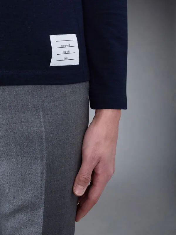Thom Browne Crewneck Jumper With Signature Stripes - Navy Blue