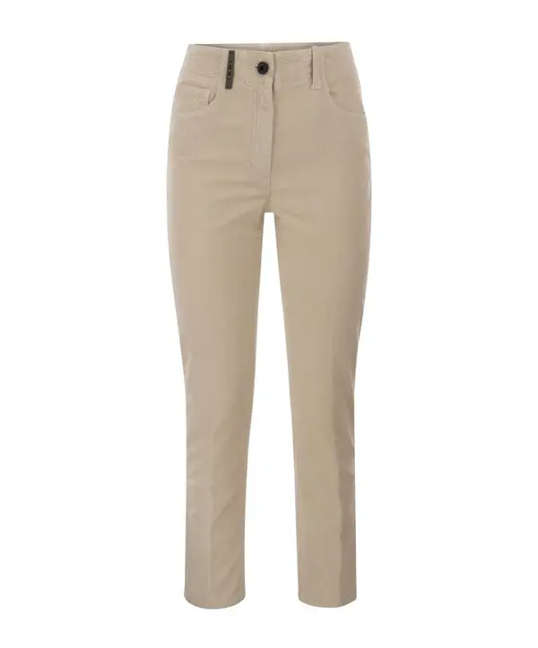 Peserico Corduroy Slim-cut Cotton Trousers - Nude