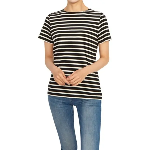 Saint James Striped Short-sleeve T-shirt - Black