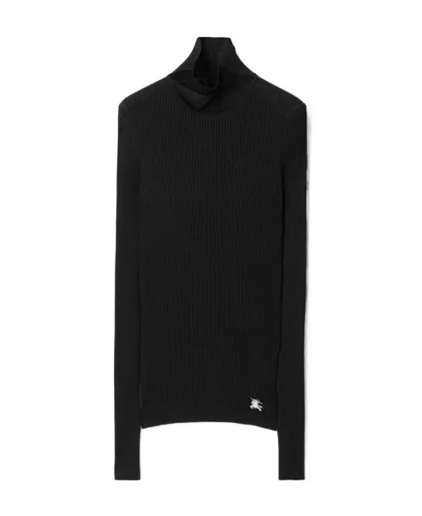 Burberry Scarf-detailed High-neck Ribbed Jumper