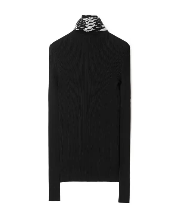 Burberry Scarf-detailed High-neck Ribbed Jumper