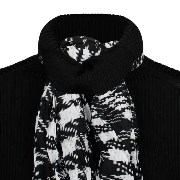 Burberry Scarf-detailed High-neck Ribbed Jumper
