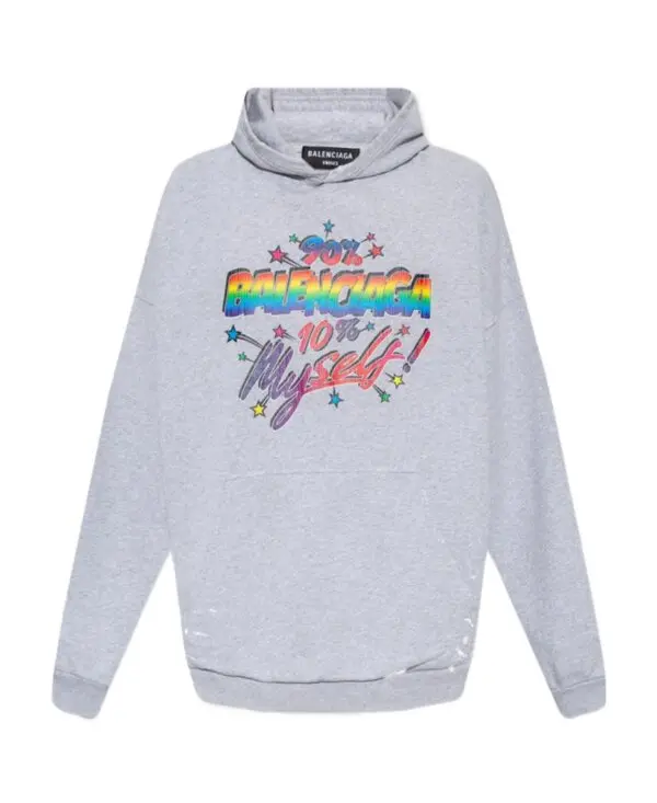 Balenciaga Graphic Wide-fit Hoodie - Gray