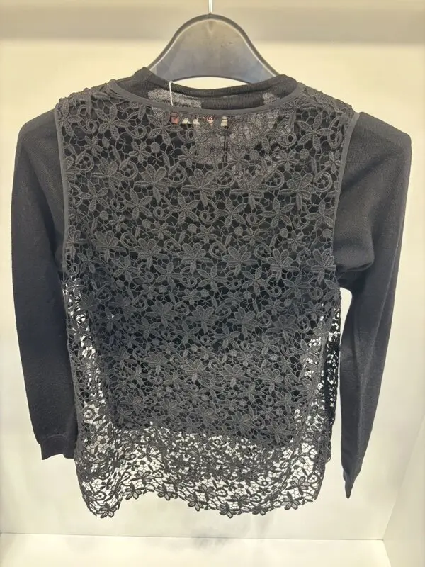 Max Mara Round Neck Long Sleeve Lace Top