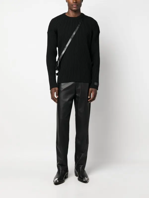 Versace Side-slit Crewneck Ribbed Jumper