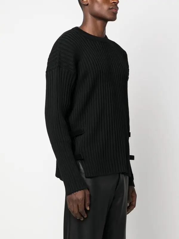 Versace Side-slit Crewneck Ribbed Jumper