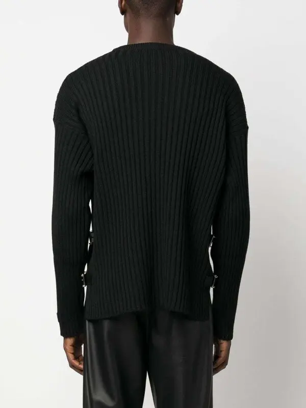 Versace Side-slit Crewneck Ribbed Jumper