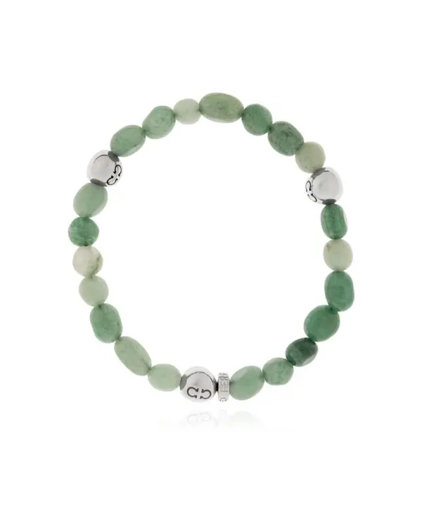 FERRAGAMO Stone Bracelet With Engraved Cylinders - Green