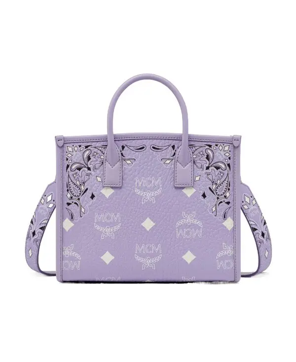 Mcm Top Handle Shoulder Bag With Visetos Strap