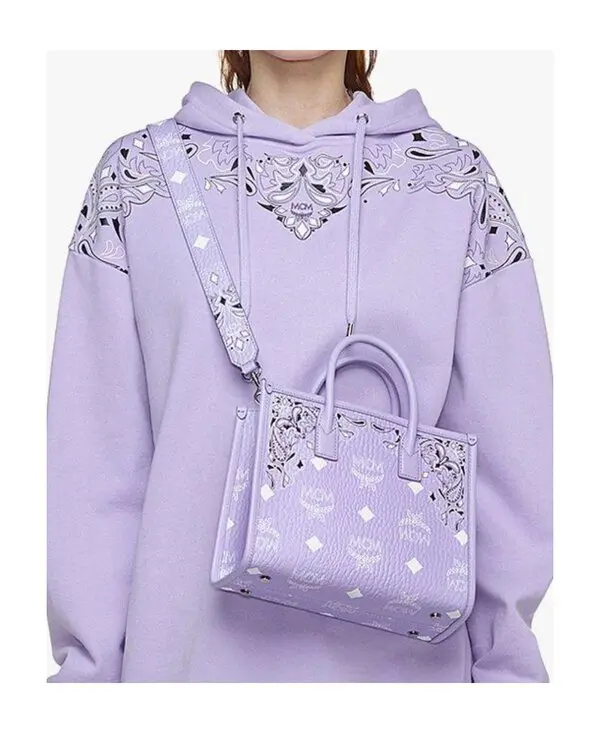 Mcm Top Handle Shoulder Bag With Visetos Strap