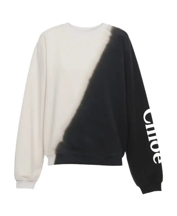 Chloé Tie-dye Logo Cotton Sweatshirt - White
