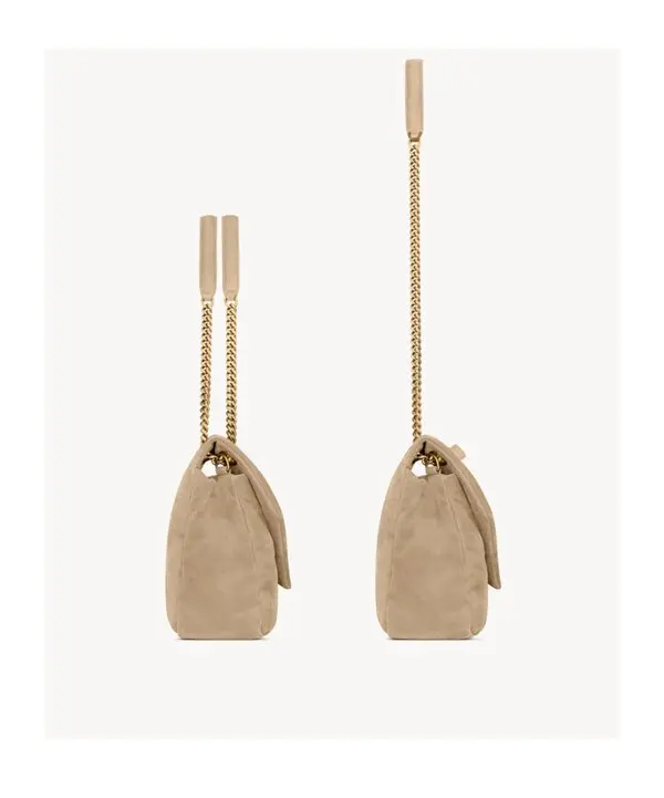 Saint Laurent Calypso Large Suede Shoulder Bag - Nude