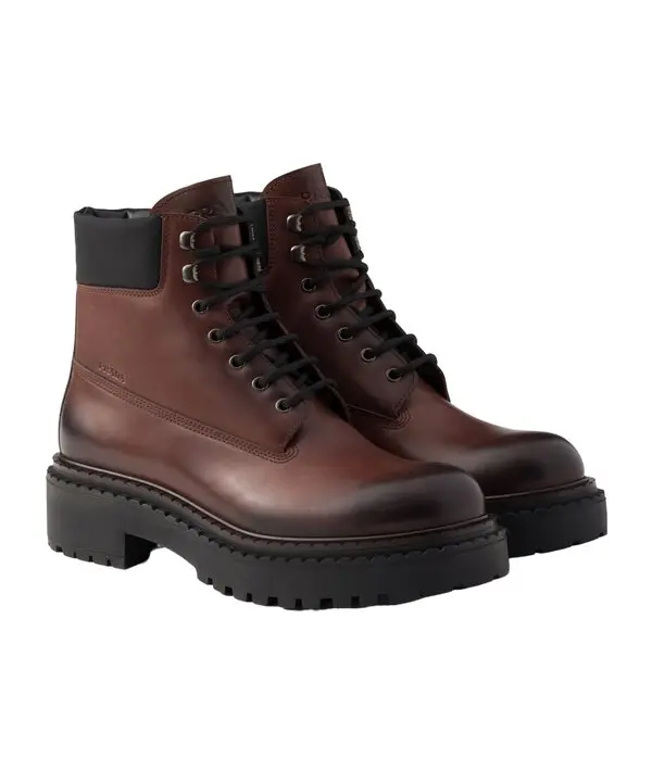 Prada Leather And Re-nylon Work Boots