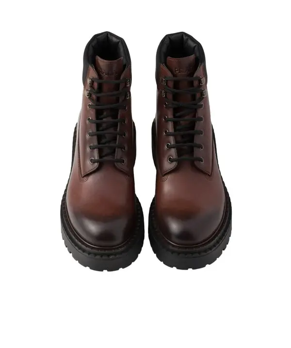 Prada Leather And Re-nylon Work Boots