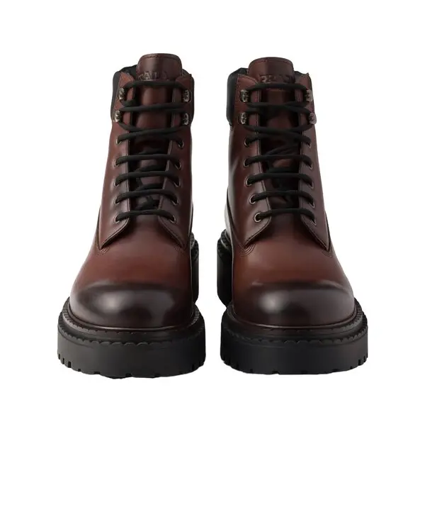 Prada Leather And Re-nylon Work Boots