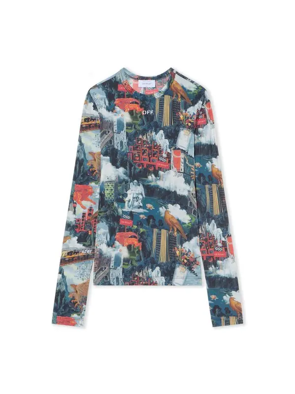 Off-White Printed Long Sleeve Crewneck Top