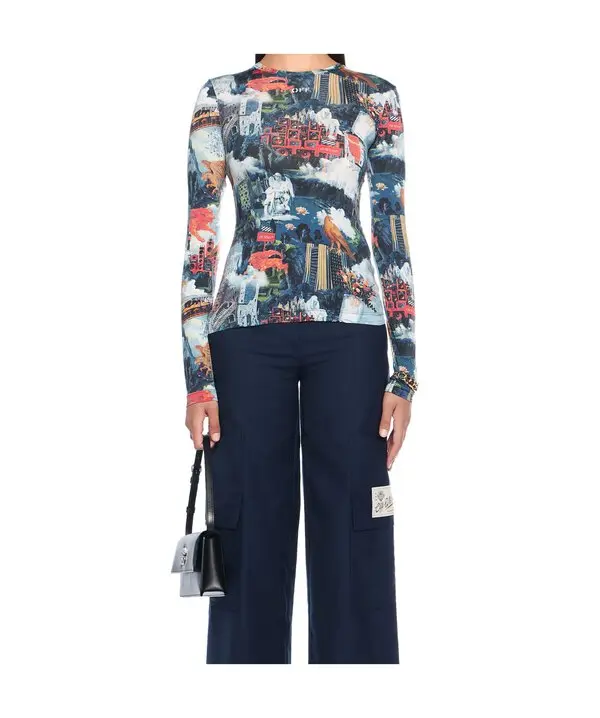 Off-White Printed Long Sleeve Crewneck Top