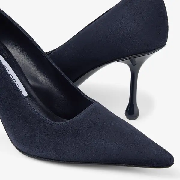 JIMMY CHOO Ixia 80 Pointed Toe High Heel Pumps - Navy Blue