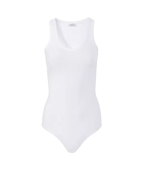 Alaïa Ribbed Tank Bodysuit - White