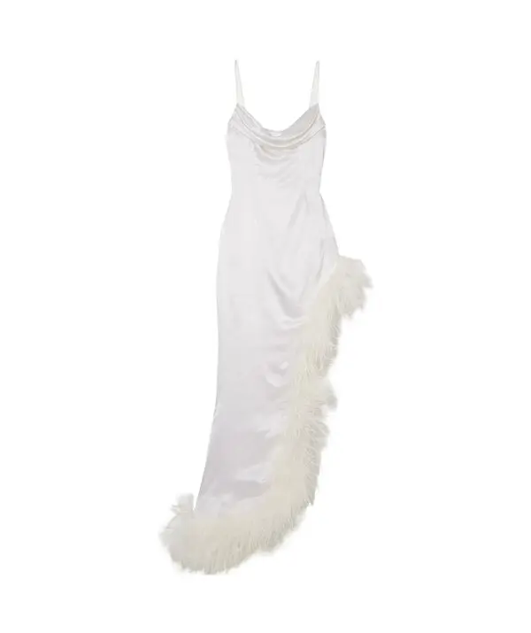 Alessandra Rich Feather-trimmed Silk Gown