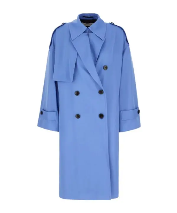 Dries Van Noten Lapel Long-sleeved Trench Coat - Blue