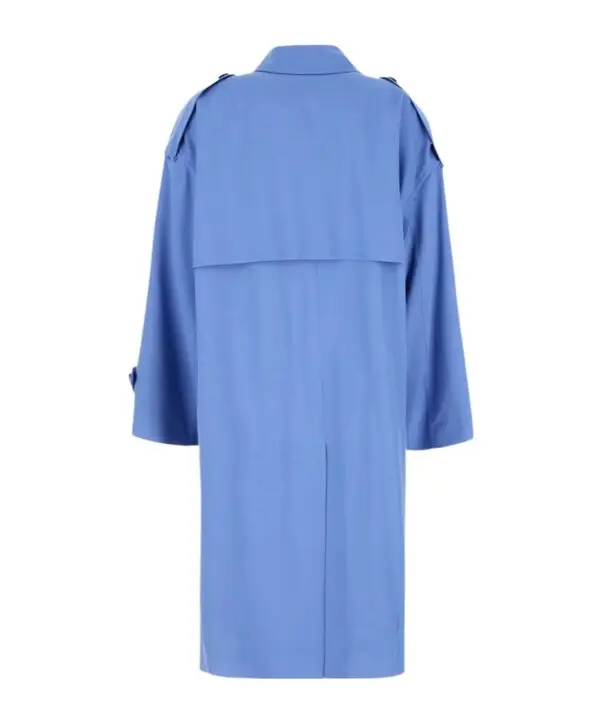 Dries Van Noten Lapel Long-sleeved Trench Coat - Blue