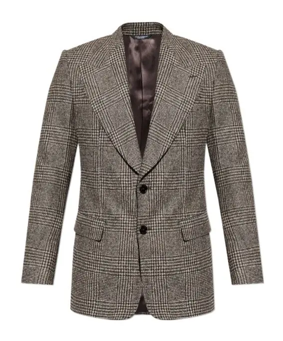 Dolce & Gabbana Dolce Gabbana Checked Single-breasted Blazer - Brown